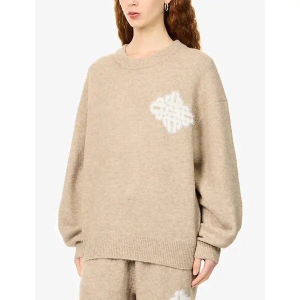 THE COUTURE CLUB Fluffy Crew-neck Knitted Jumper - Beige