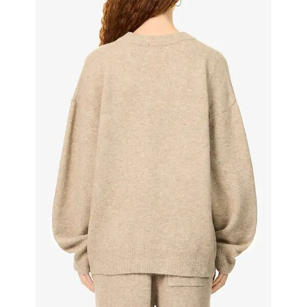 THE COUTURE CLUB Fluffy Crew-neck Knitted Jumper - Beige