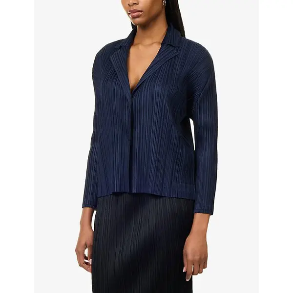 Issey Miyake Notch-collar Pleat Knit Jacket