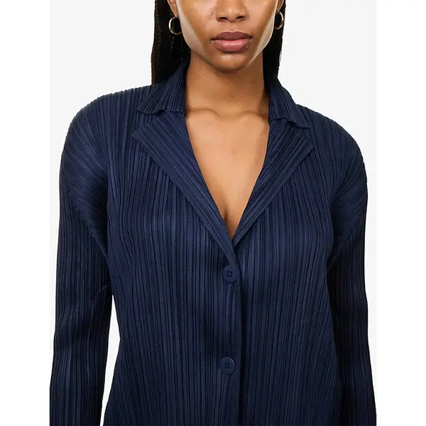 Issey Miyake Notch-collar Pleat Knit Jacket