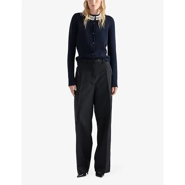 Prada Jewel-embellished Collar Wool And Cashmere Cardigan
