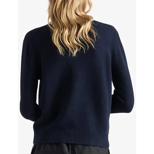 Prada Jewel-embellished Collar Wool And Cashmere Cardigan