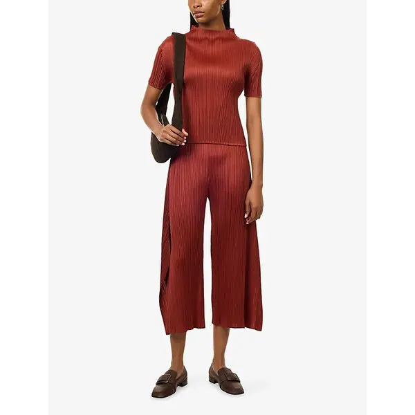 Issey Miyake High-neck Pleat Knit T-shirt