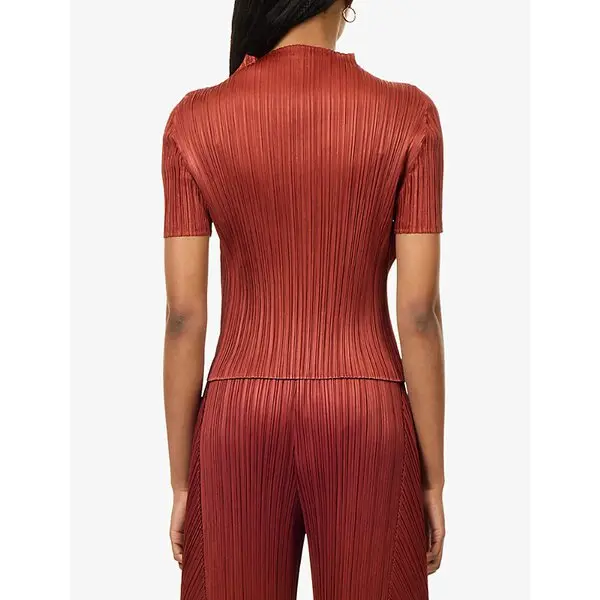 Issey Miyake High-neck Pleat Knit T-shirt