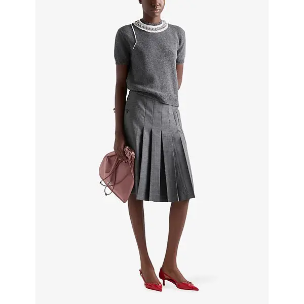 Prada Jewel-embellished Collar Cashmere And Wool Jumper