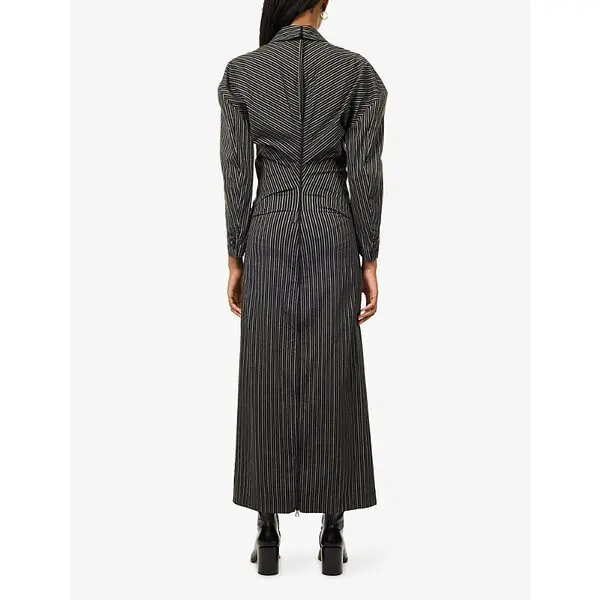 Issey Miyake Allow Stripe Woven Maxi Dress