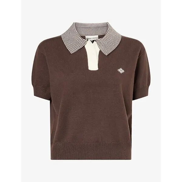 THE COUTURE CLUB Short-sleeve Knitted Polo Top