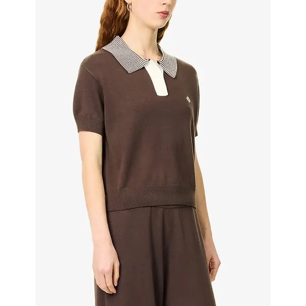 THE COUTURE CLUB Short-sleeve Knitted Polo Top