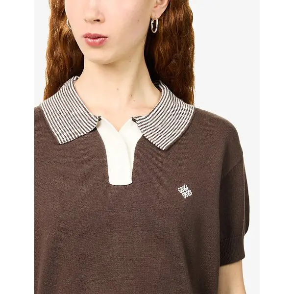 THE COUTURE CLUB Short-sleeve Knitted Polo Top