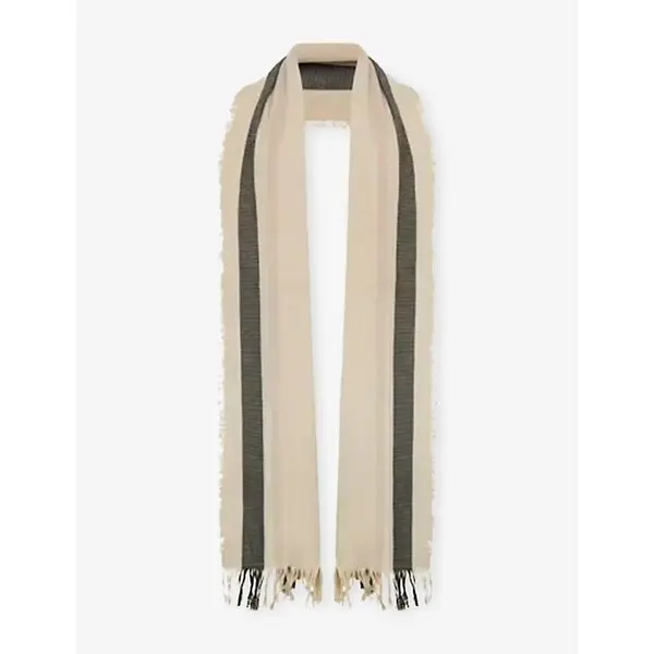 THE ROW Cadia Striped Cotton And Linen-blend Scarf