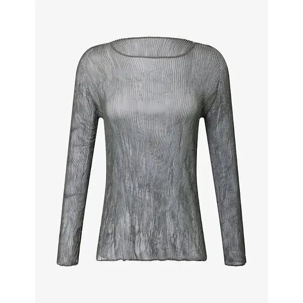 Issey Miyake Chiffon Twist Long-sleeve Sheer T-shirt - Grey