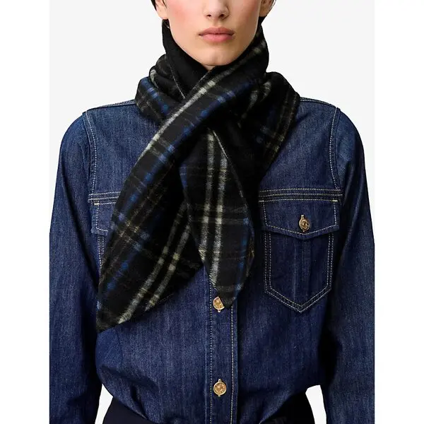 Claudie Pierlot Checked Double-sided Wool And Alpaca Scarf