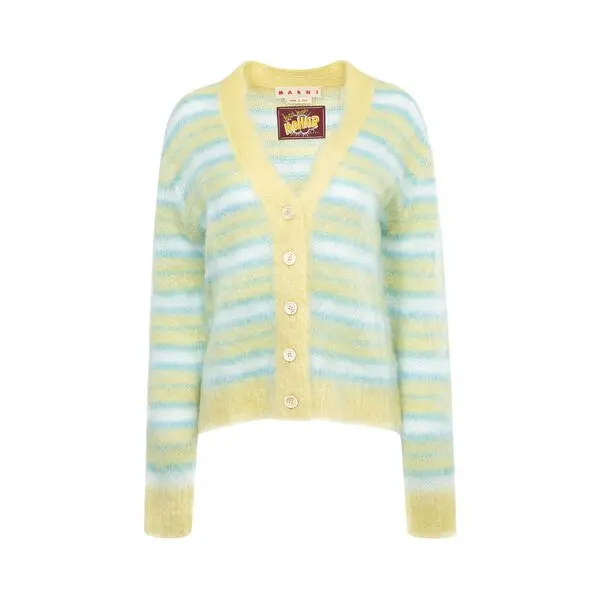 Marni Striped Cardigan 'yellow/blue
