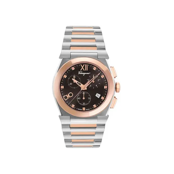 FERRAGAMO Vega Chrono Bracelet Watch 'two Tone - Silver
