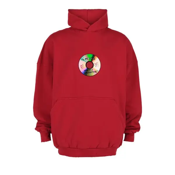 Balenciaga Val To My Love" Oversized Hoodie - Red