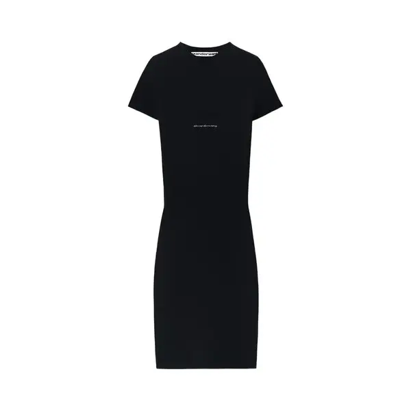 Alexander Wang Jacquard Logo Short-sleeve Crewneck Mini Dress