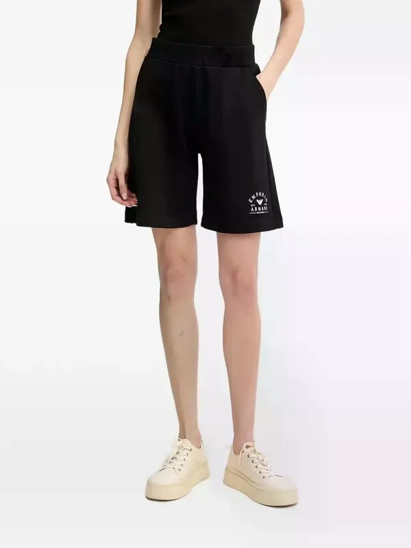 Emporio Armani Logo-print Elasticated Shorts - Black