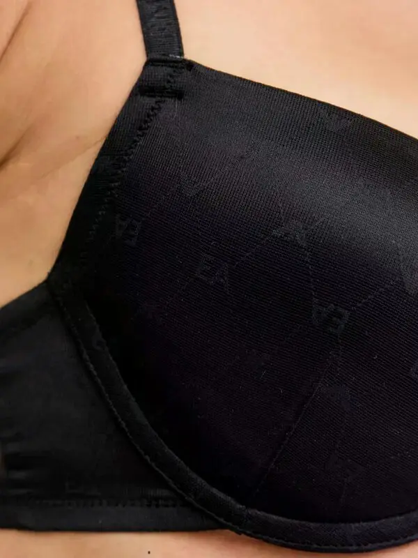 Emporio Armani All-over Eagle Logo Push-up Bra In Recycled Mesh