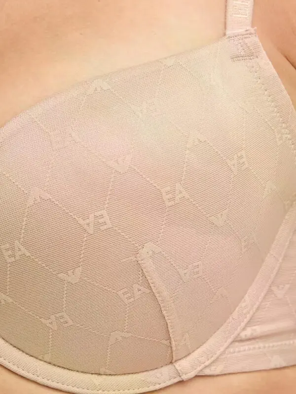 Emporio Armani All-over Eagle Logo Push-up Bra In Recycled Mesh