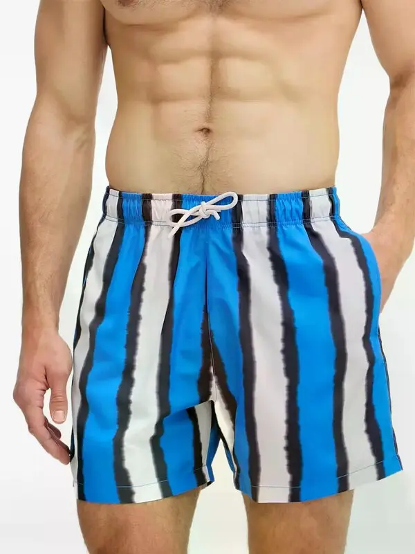 Emporio Armani Swim Shorts With Shaded Stripes Print - Blue