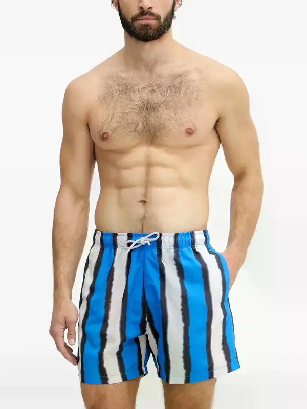 Emporio Armani Swim Shorts With Shaded Stripes Print - Blue