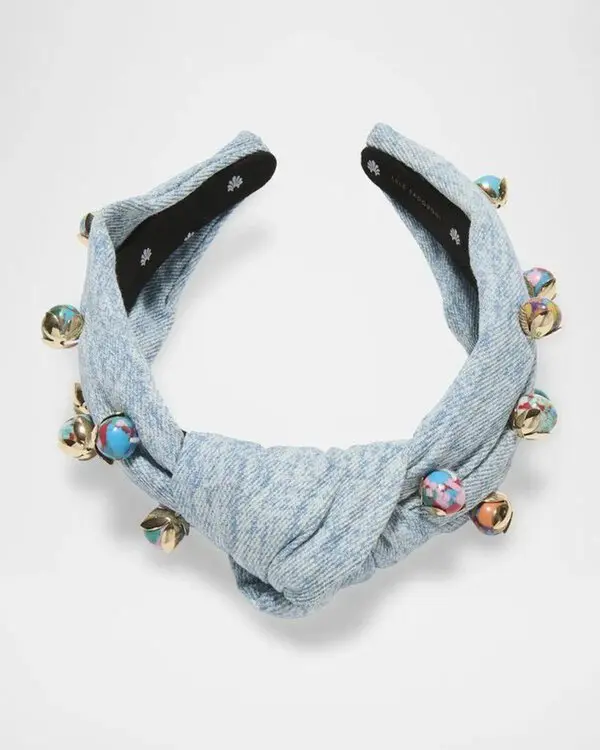 Lele Sadoughi Knotted Denim Terrazzo Headband - Washed Den