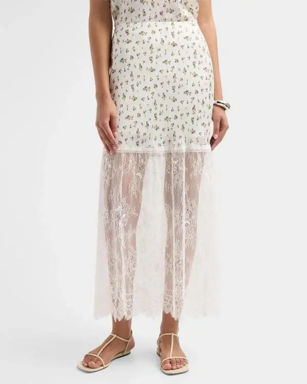 Cami Nyc Flo Lace-trim Midi Skirt - Fleurette