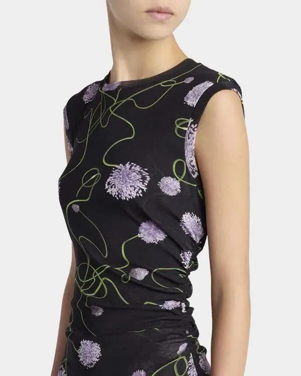 Stella McCartney Twisted Flower Mesh Sleeveless Maxi Dress