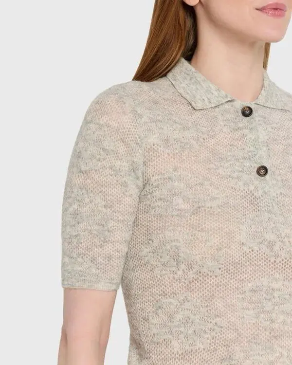 Brunello Cucinelli Lace-effect Polo Short-sleeve Sweater