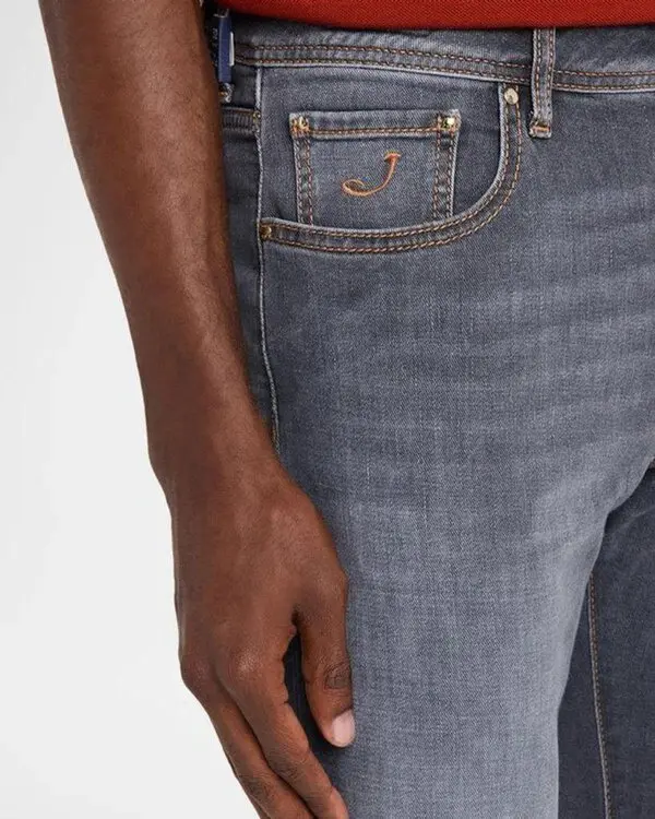 JACOB COHЁN Apos;s Slim Straight-leg Washed Black Denim Jeans