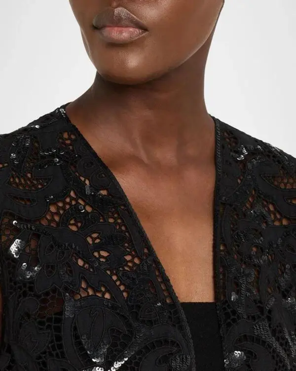 Kobi Halperin Maeve Fringed Sequin Lace Vest