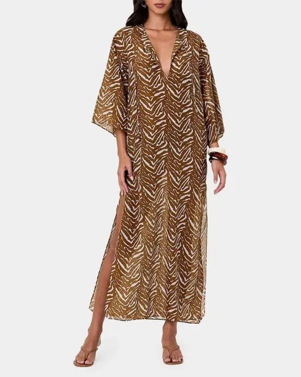 N/NICHOLAS Jovana Cotton Silk Caftan Maxi Dress