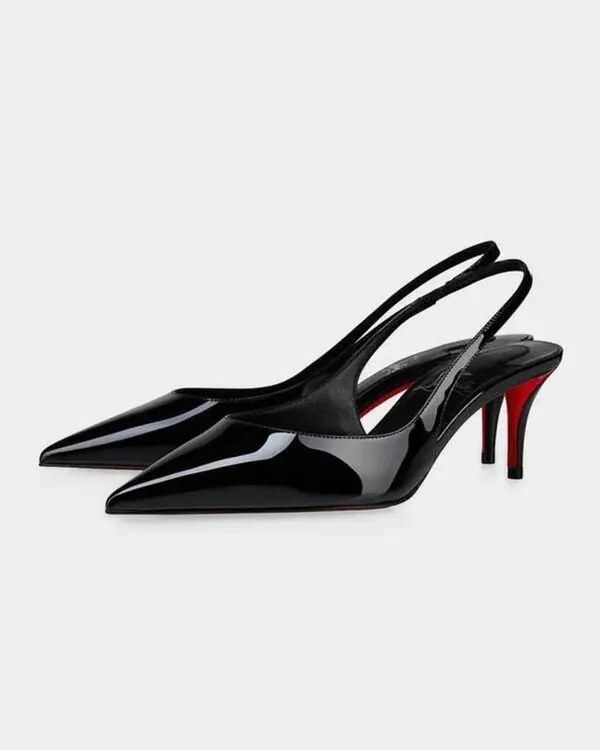 CHRISTIAN LOUBOUTIN 60mm Miss Z Patent Leather Slingback Pumps - Black