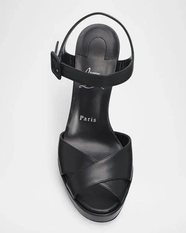 CHRISTIAN LOUBOUTIN 100mm Cora Leather Sandals - Black