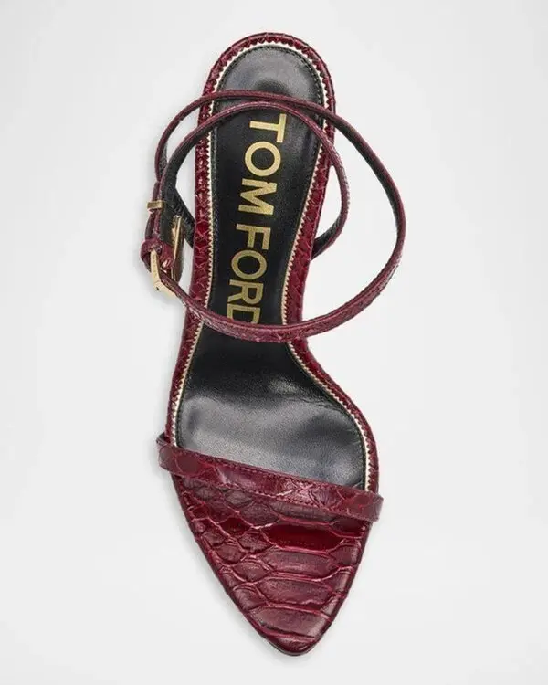 TOM FORD 105mm Lock Embossed Leather Sandals