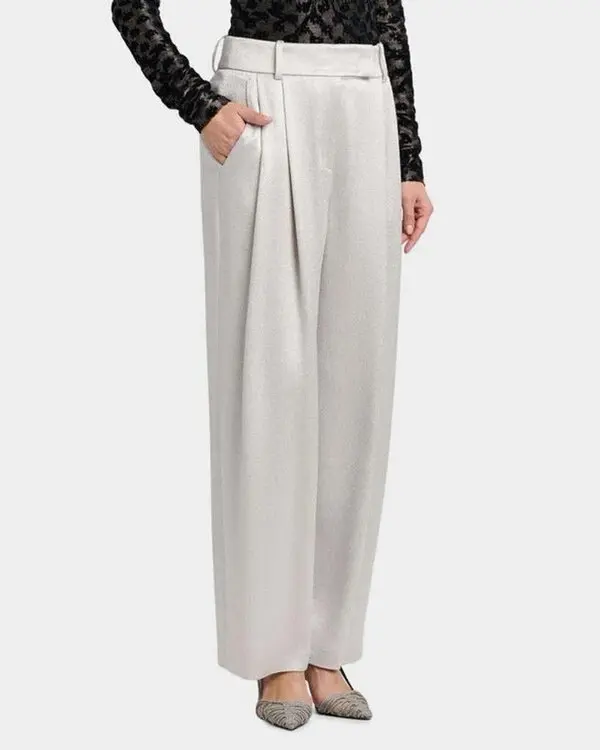 Giorgio Armani Hammered Satin Pleated Straight-leg Trousers