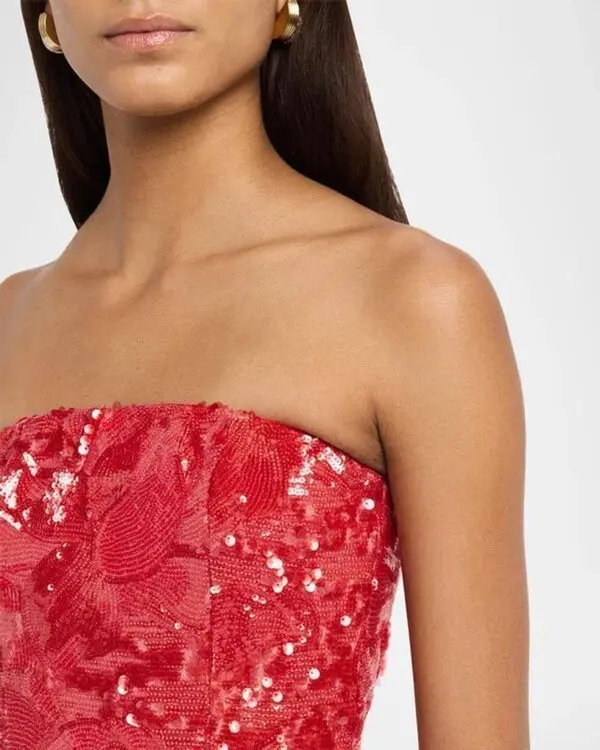 HELSI Leslie Strapless Sequin Column Gown - Strawberry