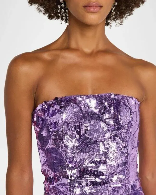 HELSI Leslie Strapless Sequin Column Gown - Violet