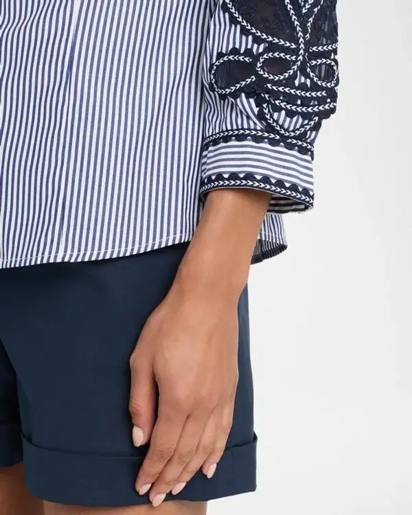 Carolina Herrera Ana Embroidered Striped Poplin Button-down Shirt