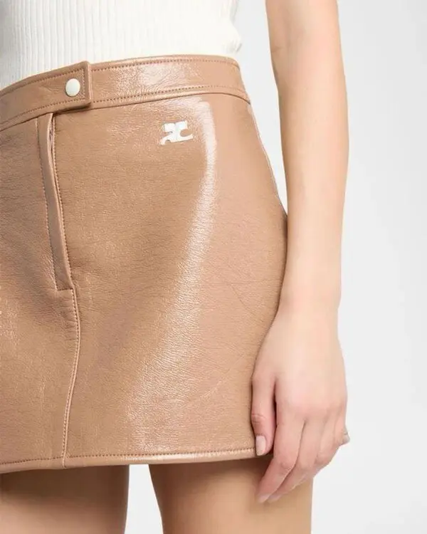 COURREGES Vinyle Reedition Mini Skirt - Bronzer