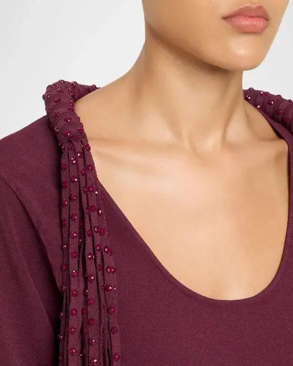 DIOTIMA Mane Fringe Embellished Long-sleeve Top