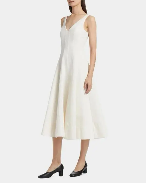 Staud Marieta Grosgrain Midi Dress - Ivory
