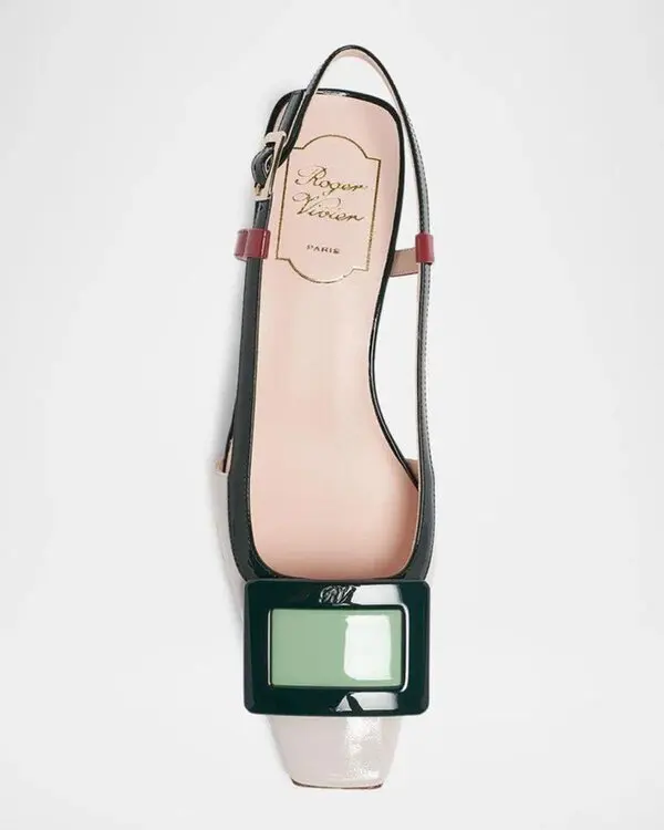 ROGER VIVIER 45mm Belle Vivier Patent Leather Lacquered Buckle Slingback Pumps