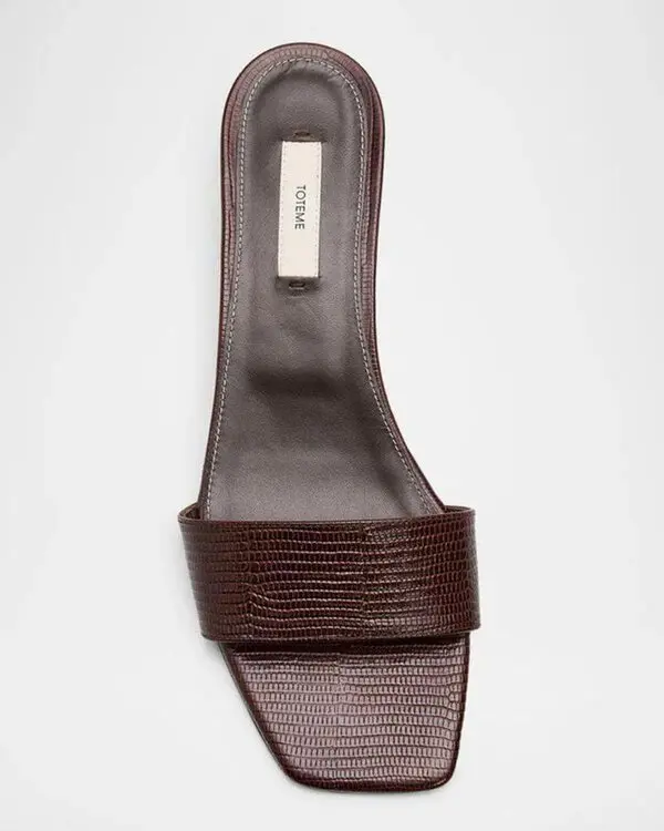 TOTEME Lizard Leather Kitten-heel Sandals