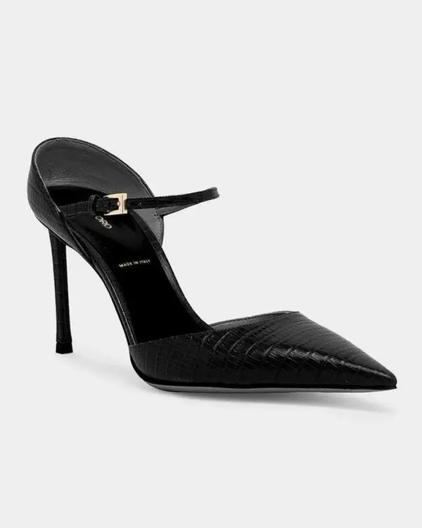 TOM FORD Tejus 85mm Croc-embossed Leather Mary Jane Pumps - Black