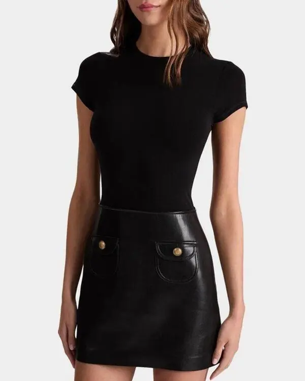 Alice + Olivia Sydney Mix Media Minidress - Black