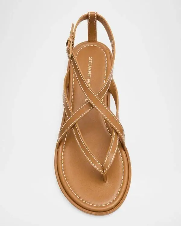 STUART WEITZMAN Park Flat Strappy Leather Sandals