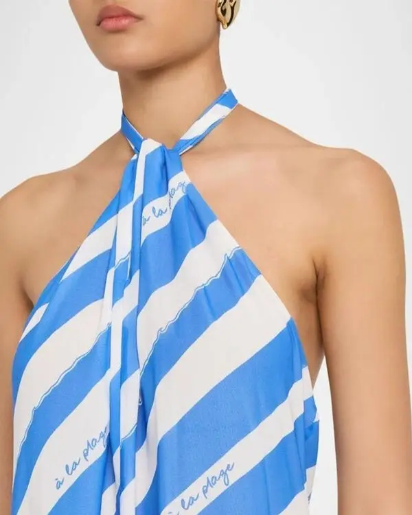 MILLY Ava Striped Halter Maxi Dress