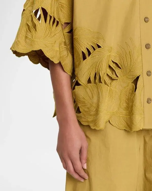 Zimmermann Mahon Embroidered Cotton Shirt