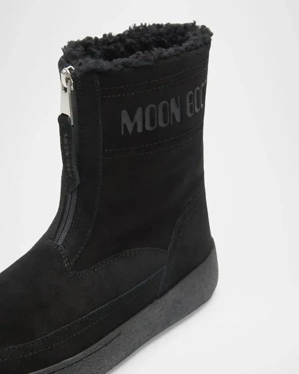 Moon Boot L-track Lara Shearling-trim Suede Boots - Black